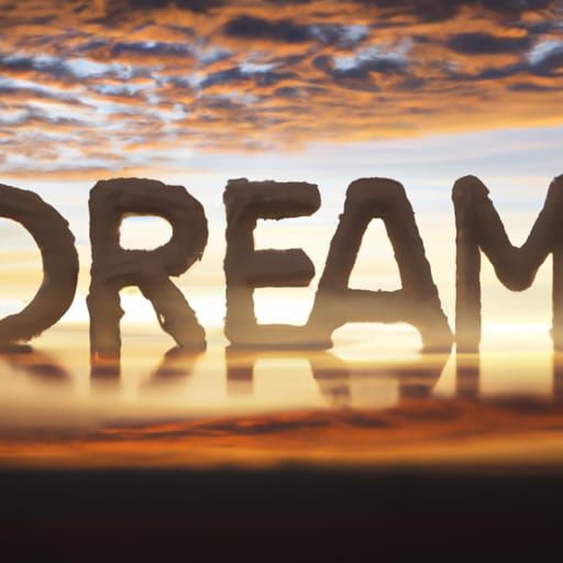 Insanely detailed, the word dream written in the clouds, dawn, golden ...