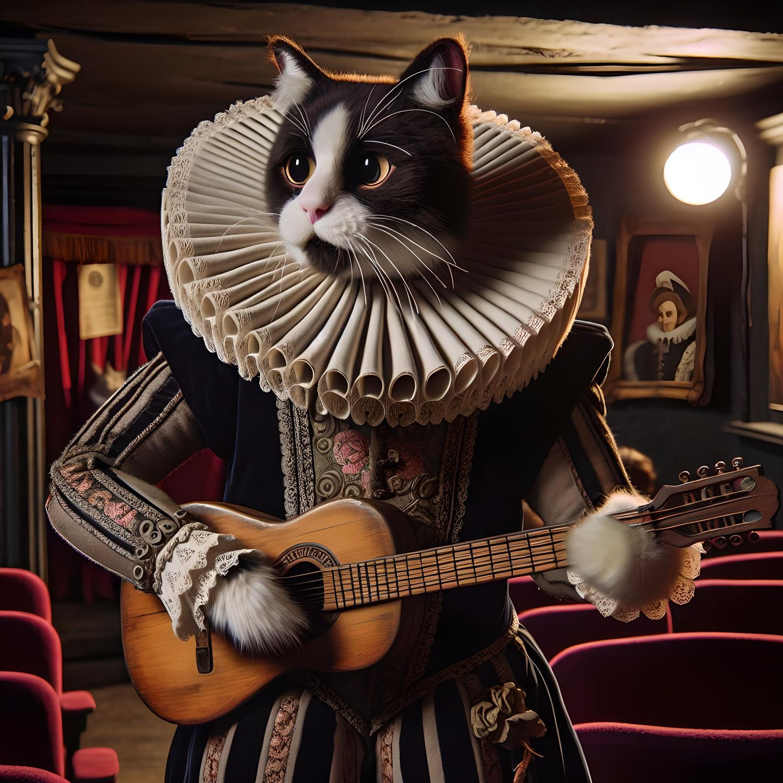 Shakespeare’s Cat Plays Guitar - AI Generated Artwork - NightCafe Creator