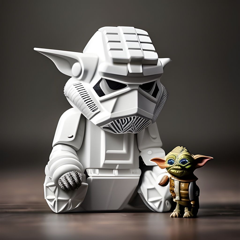 Baby trooper playing with Yoda toy - AI Generated Artwork - NightCafe ...