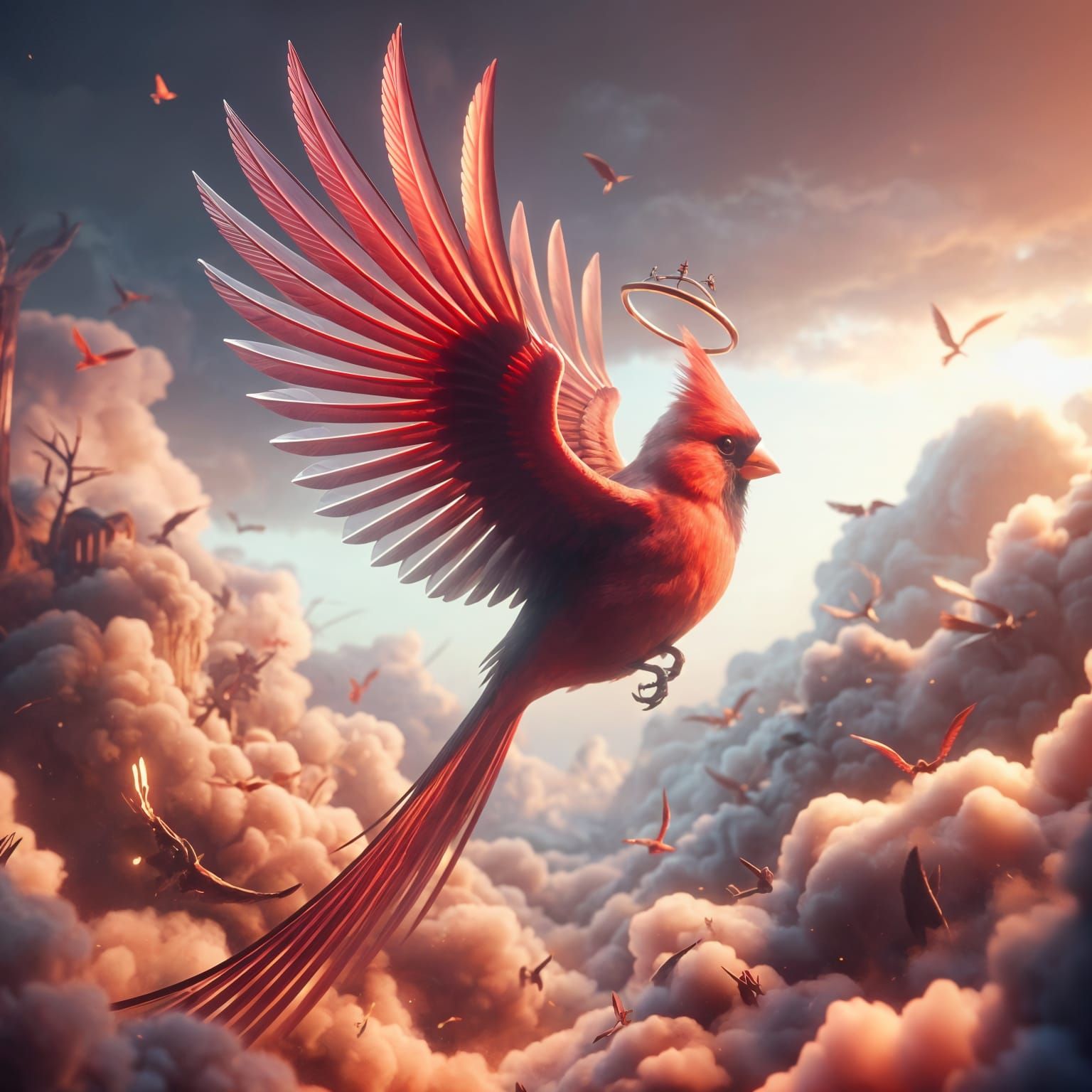 Cardinal angel - Stunning Japanese-Inspired Cardinal Angel