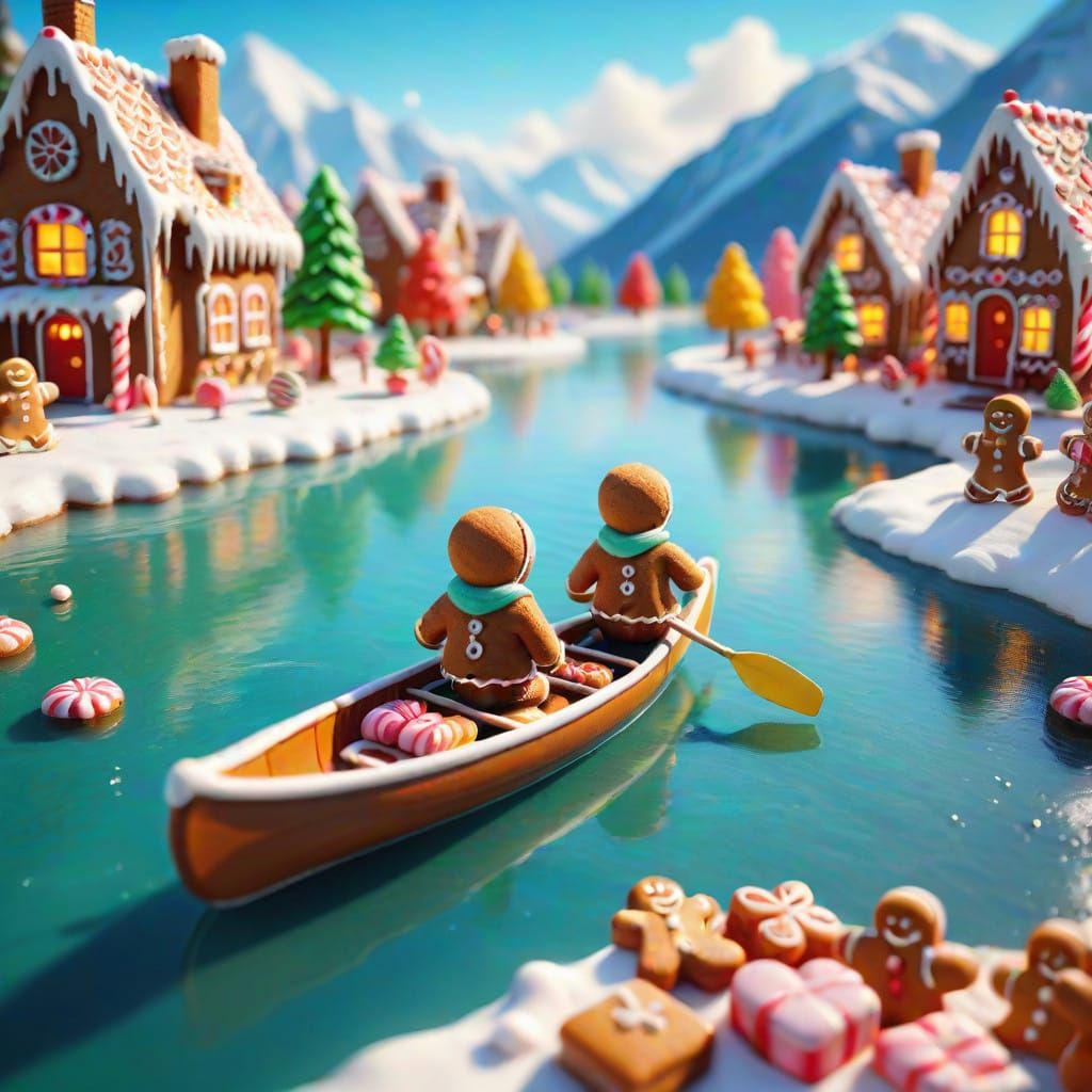 Gingerbread family says, welcome home for the holidays