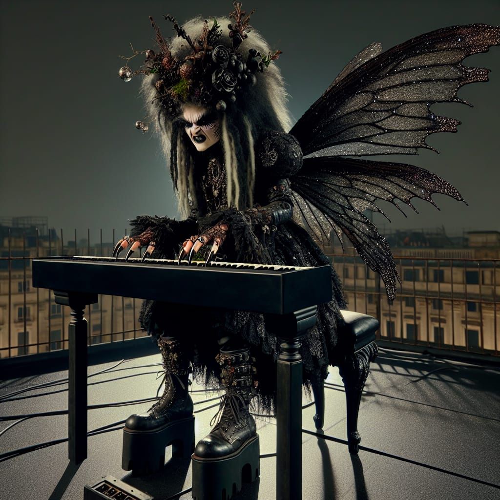 Angry Piano Player - Gothic Fairy Performs on Rooftop Piano