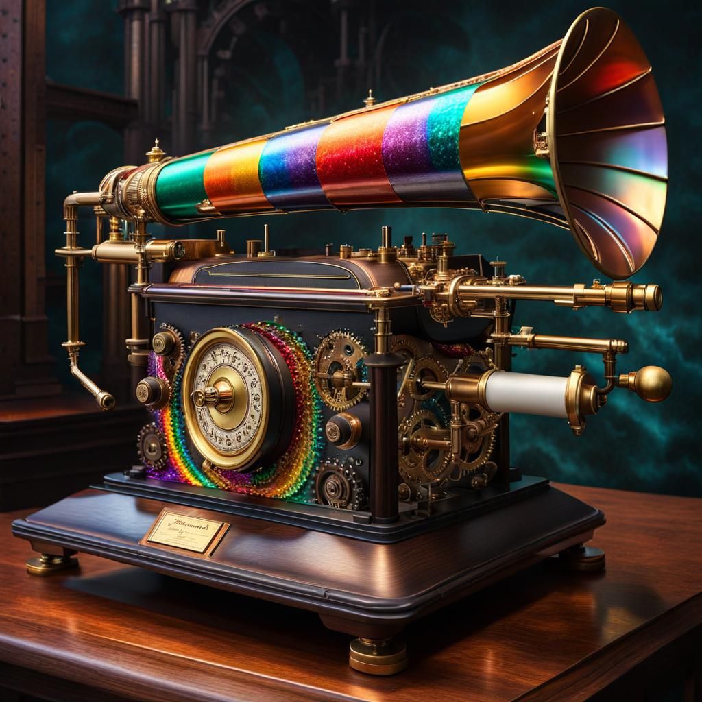 the Edison Standard Phonograph, steampunk version (#521) - AI Generated ...