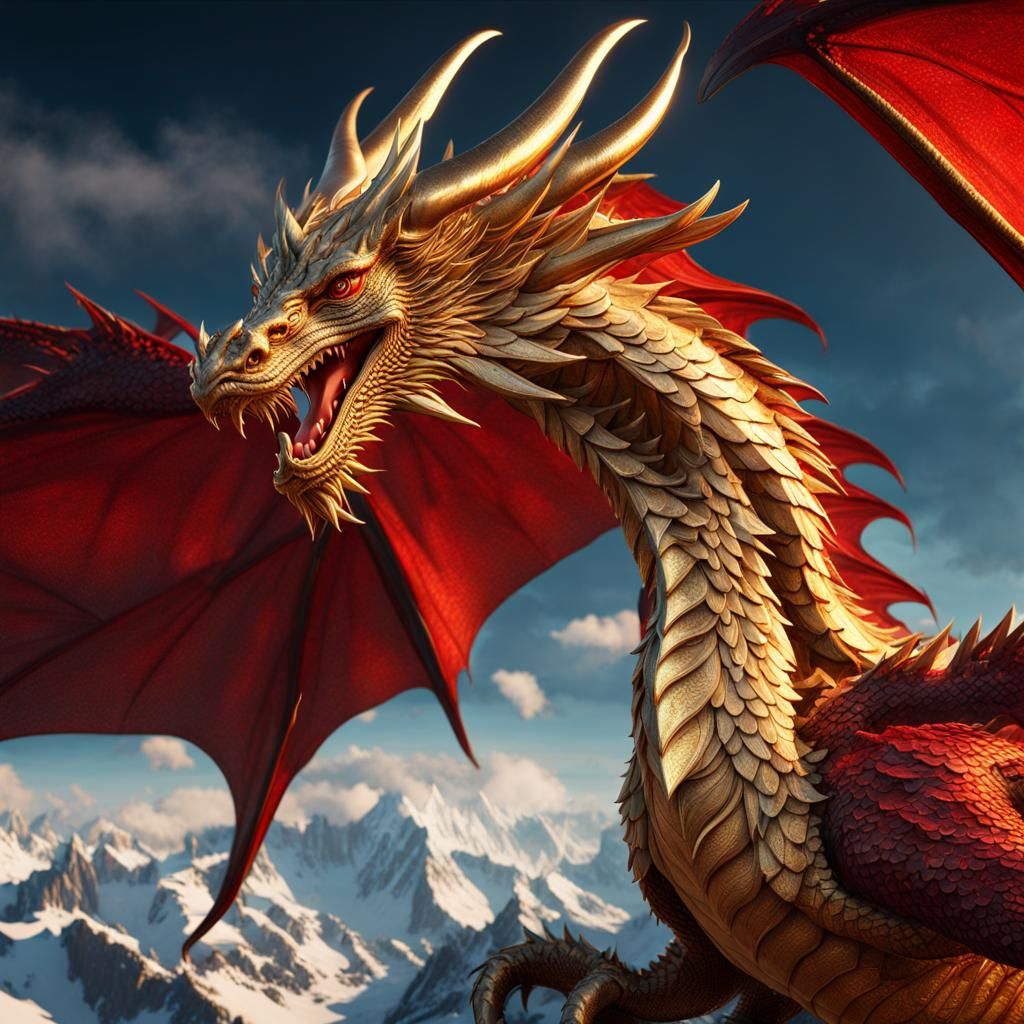 Red & golden dragon - AI Generated Artwork - NightCafe Creator
