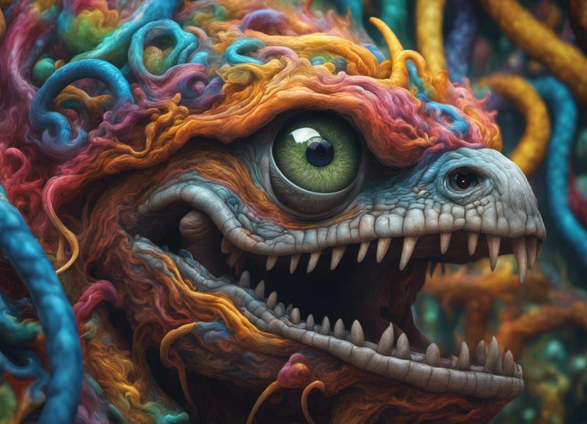 new at the zoo - funky lizard - AI Generated Artwork - NightCafe Creator