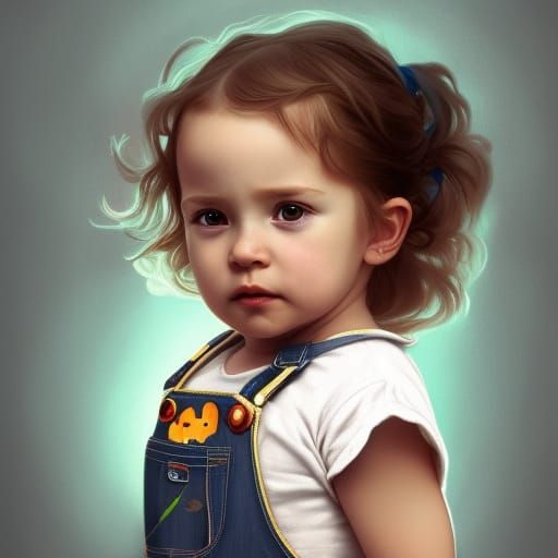 Toddler In Overalls - AI Generated Artwork - NightCafe Creator
