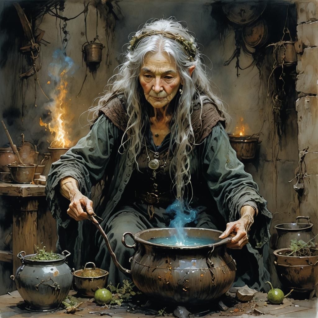 The Old Witch Alchemist - AI Generated Artwork - NightCafe Creator