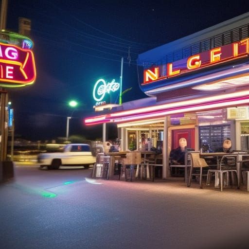 Night cafe. Night hawks. High definition. 8k. Realistic. National ...