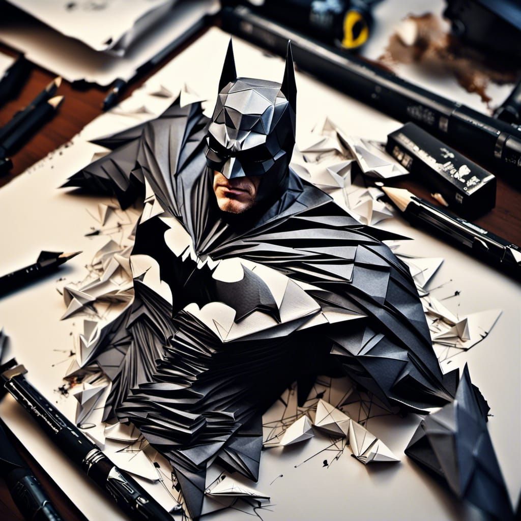Origami Dark Knight v.2 - AI Generated Artwork - NightCafe Creator