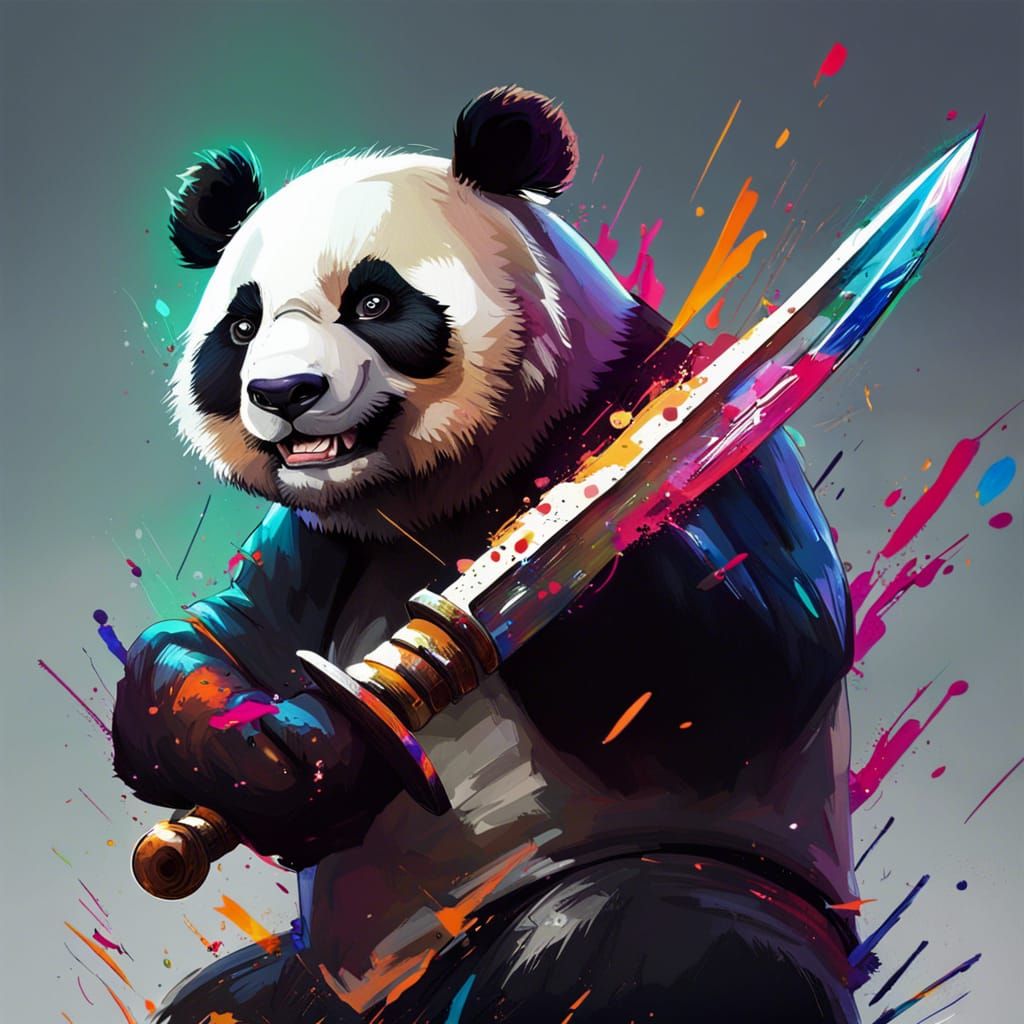 panda holding a dagger - AI Generated Artwork - NightCafe Creator