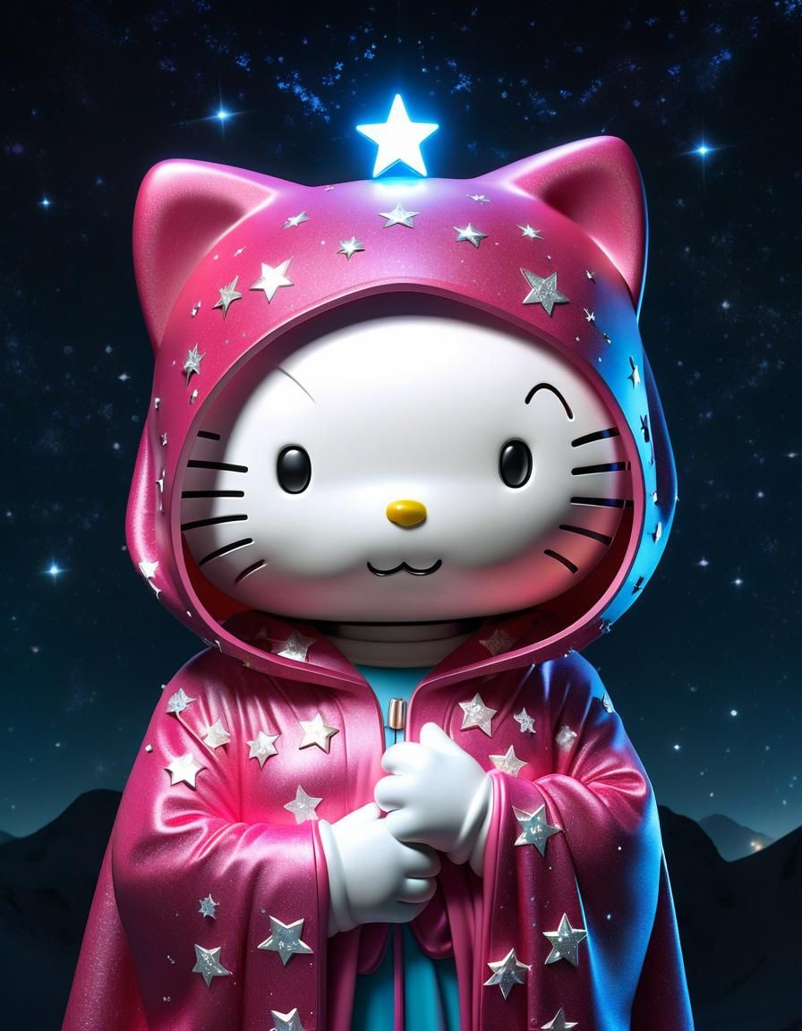 Hello Kitty wearing a starry shroud - AI Generated Artwork - NightCafe ...