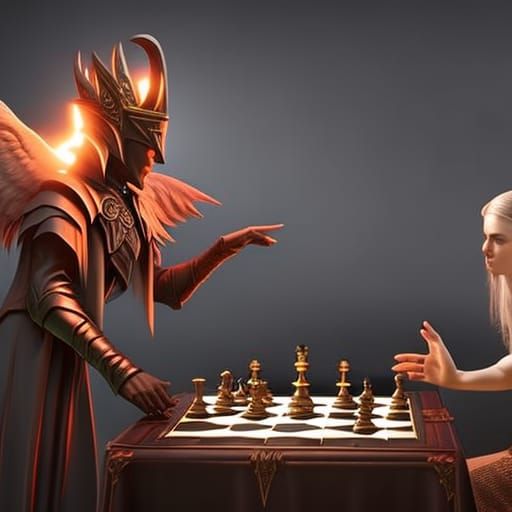 Angel and Demon playing Chess a masterpiece, 8k resolution, dark ...