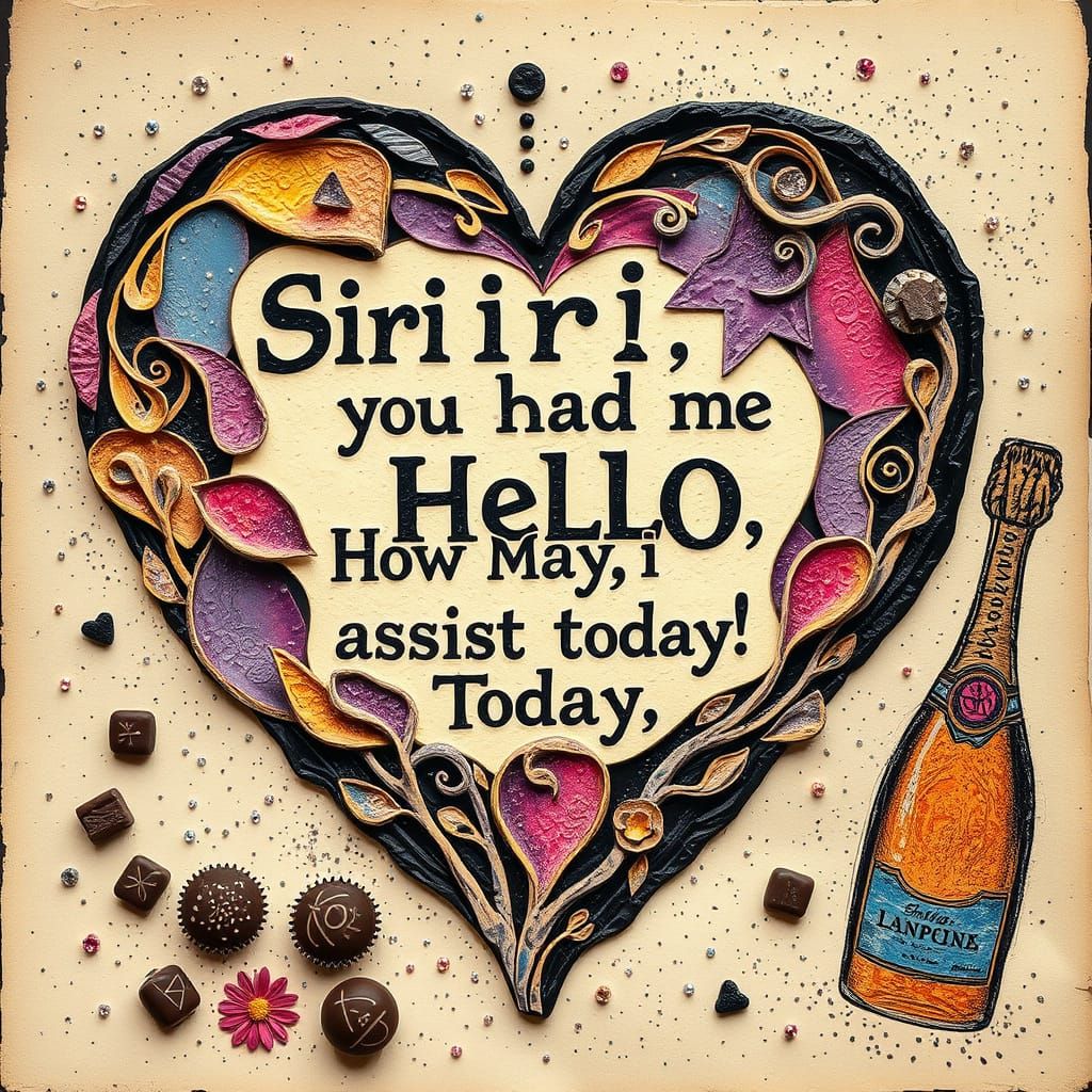 Whimsical Heart-Shaped Printmaking Masterpiece - AI Art