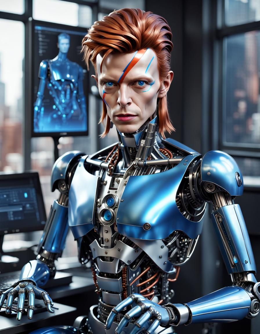 Humanoid David Bowie robot. - AI Generated Artwork - NightCafe Creator