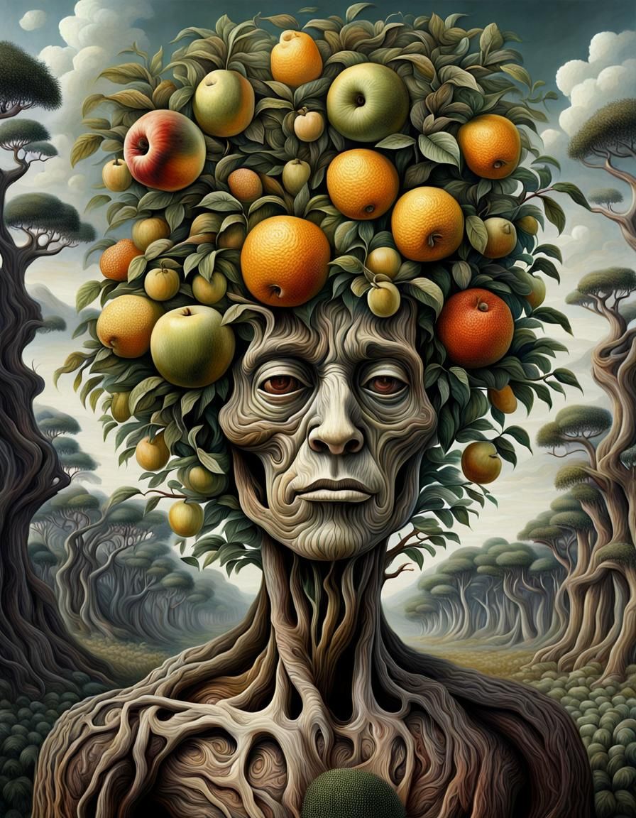 Surrealist paintings Trees that grow from human heads and produce ...