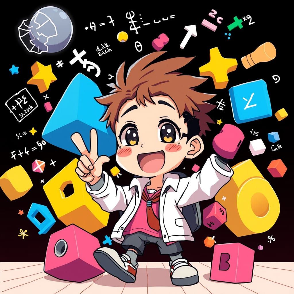 Math Whiz Learns 3D Shapes with Cartoon Fun - AI Art