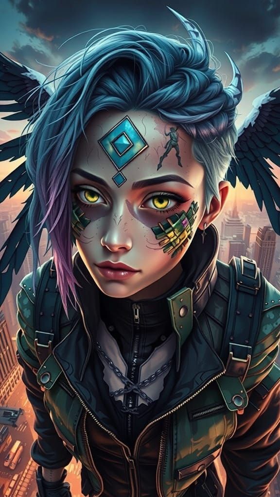 Double exposure scenes jinx on a high building in new york lookig down ...