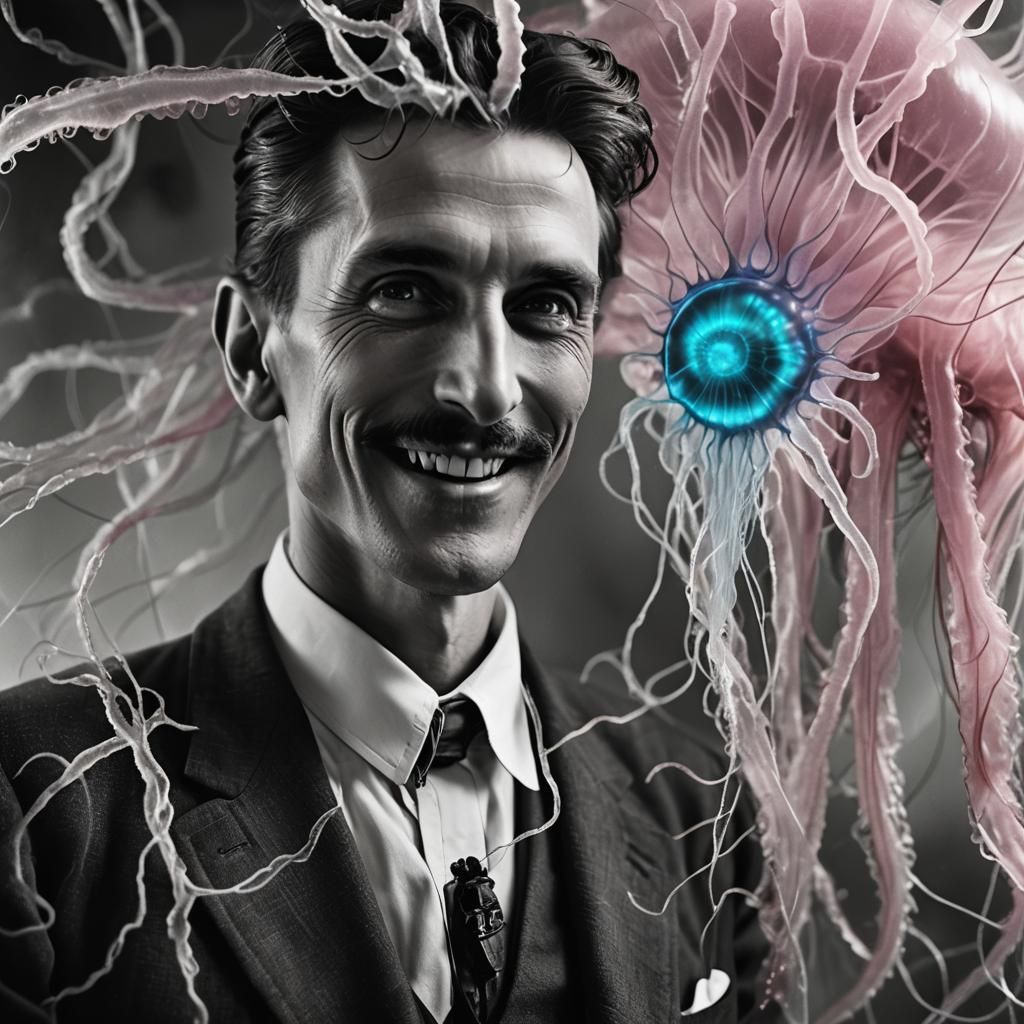Nikola Tesla selfie with alien friend - AI Generated Artwork ...