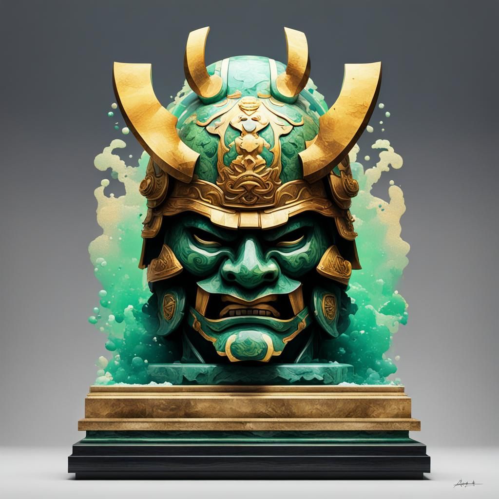 Jade Samurai Helmet - AI Generated Artwork - NightCafe Creator