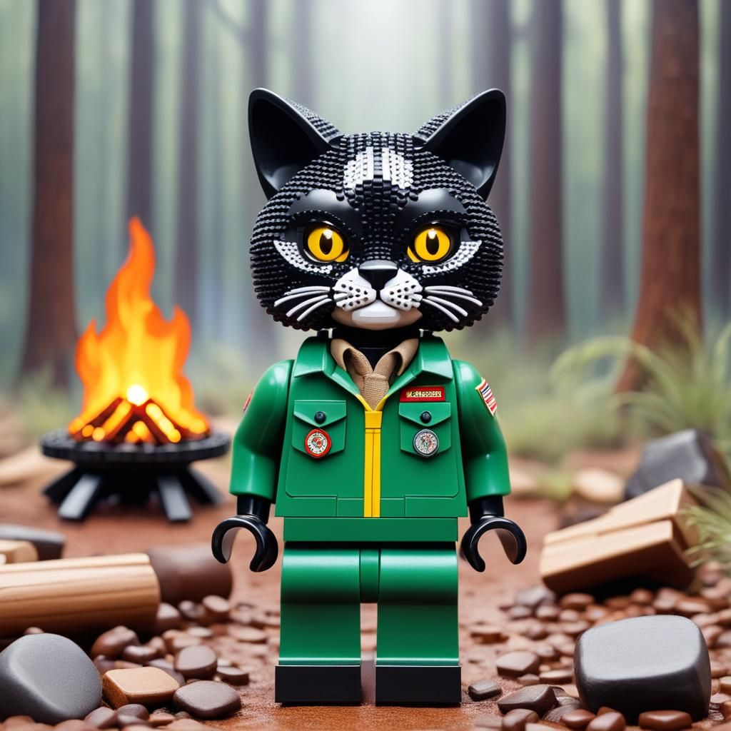 Boy Scout Cat - Lego Style 🐈‍⬛ - AI Generated Artwork - NightCafe Creator