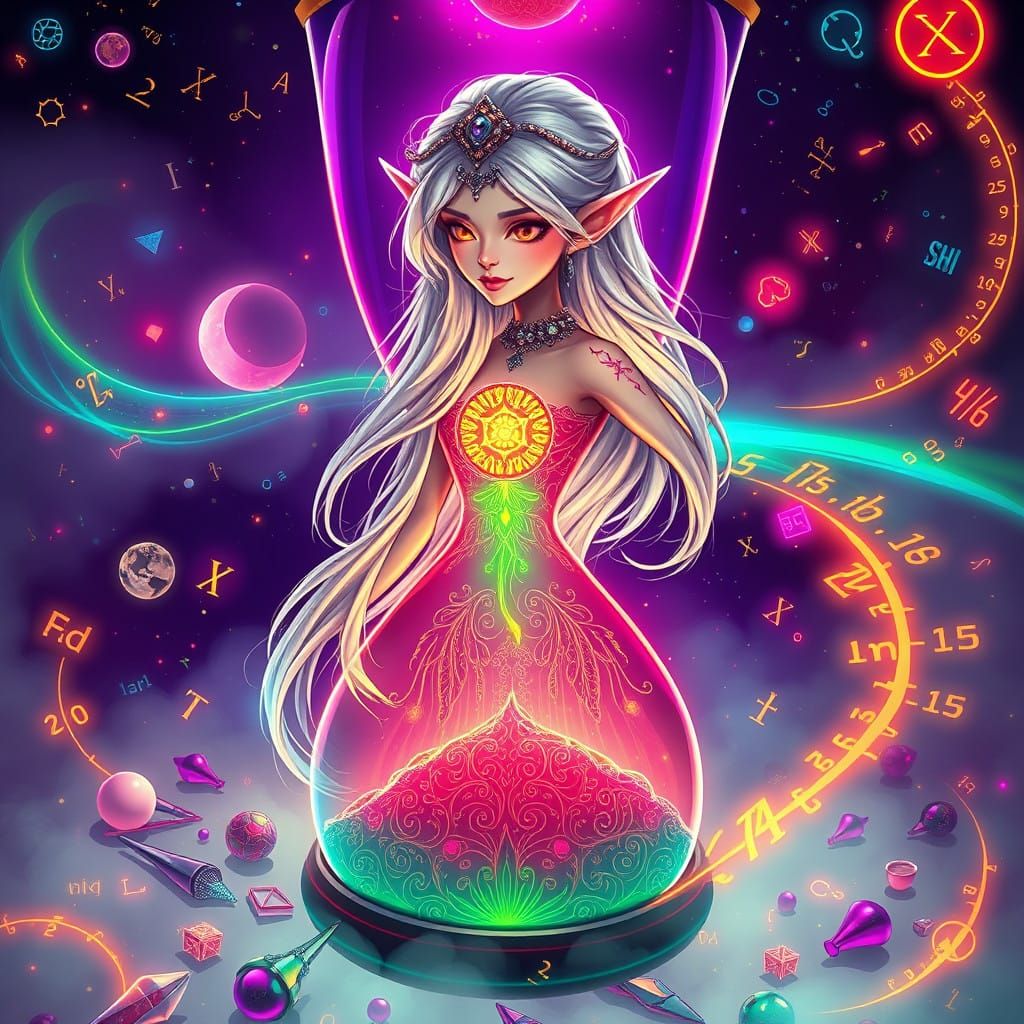 Stuck in math trapped in time - Ethereal Elf Goddess in Cosm...