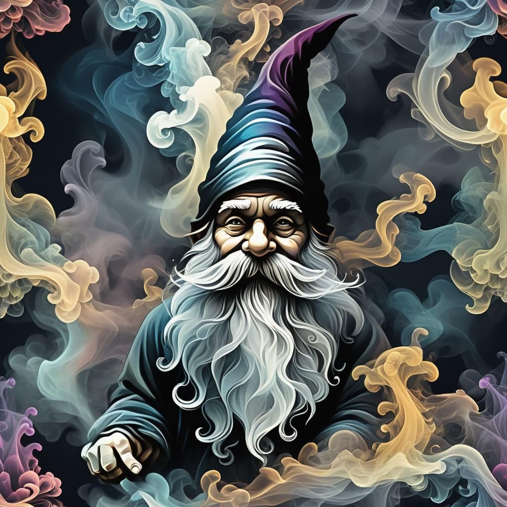 Mystical and intricate Gnome, translated into an illustration, ethereal ...