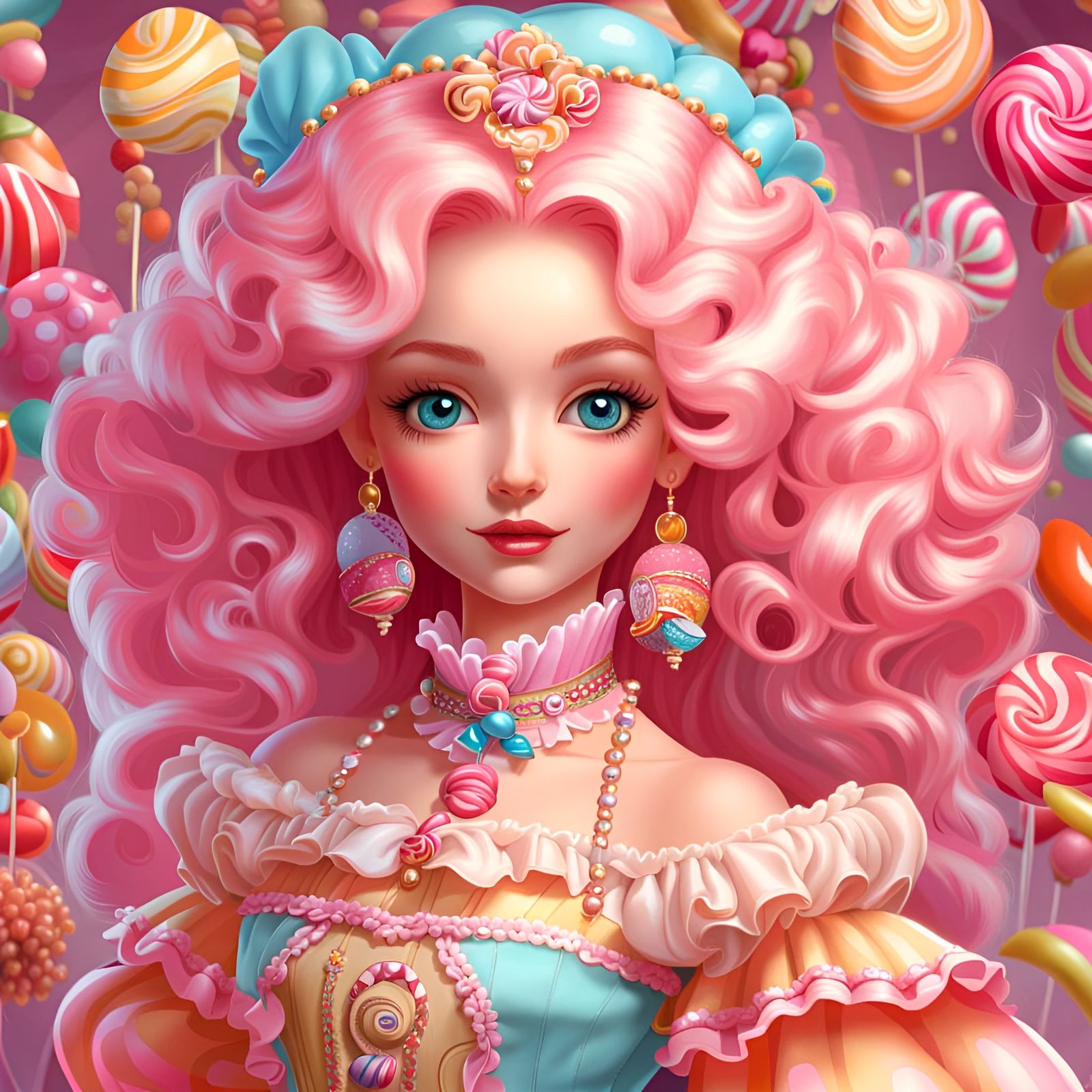Portrait of a Candy Princess at the Candy Shop - AI Generated Artwork ...