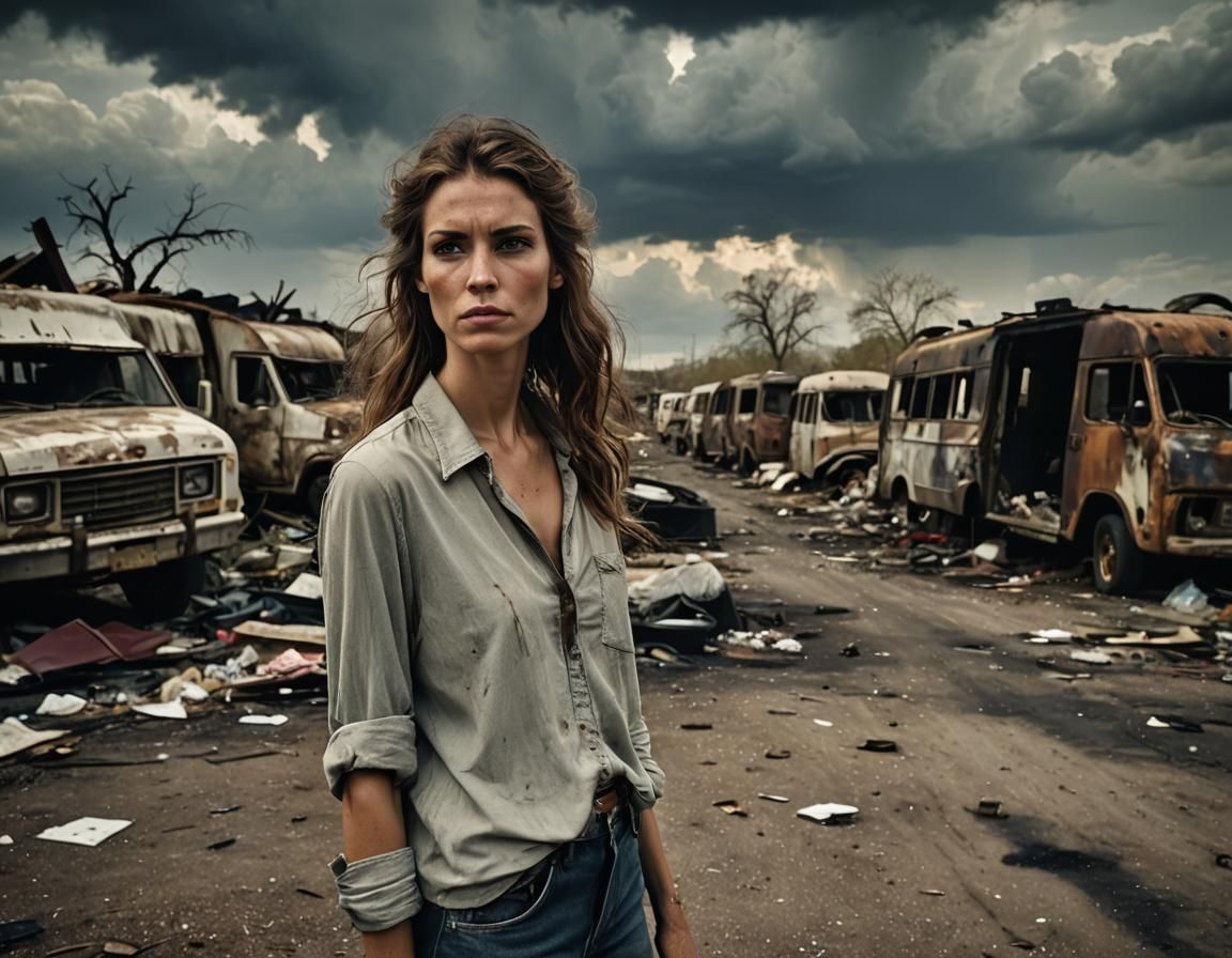 portrait of a woman after disaster struck - AI Generated Artwork ...
