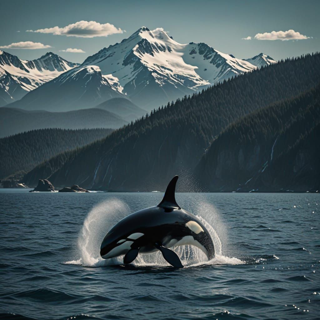 Orca Swimming Gracefully in Open Ocean - AI Art