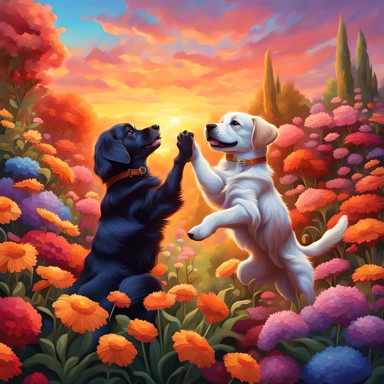 Two Dogs High Fiving - AI Generated Artwork - NightCafe Creator