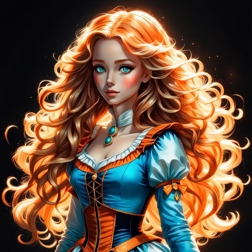 Stunning fantasy full-body color sketch of Alice from Alice in ...