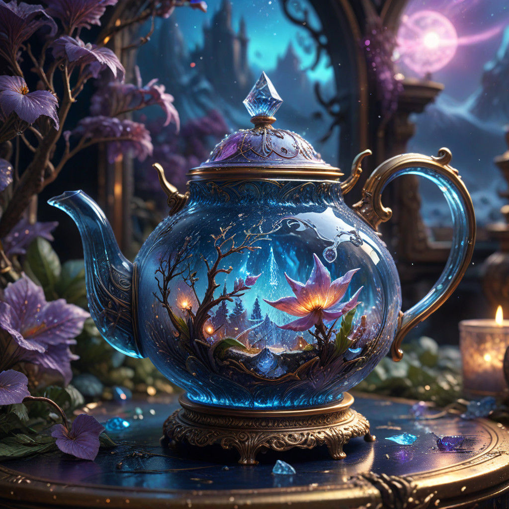 Tea Time - Ethereal Winter Wonderland with Crystal Teapot