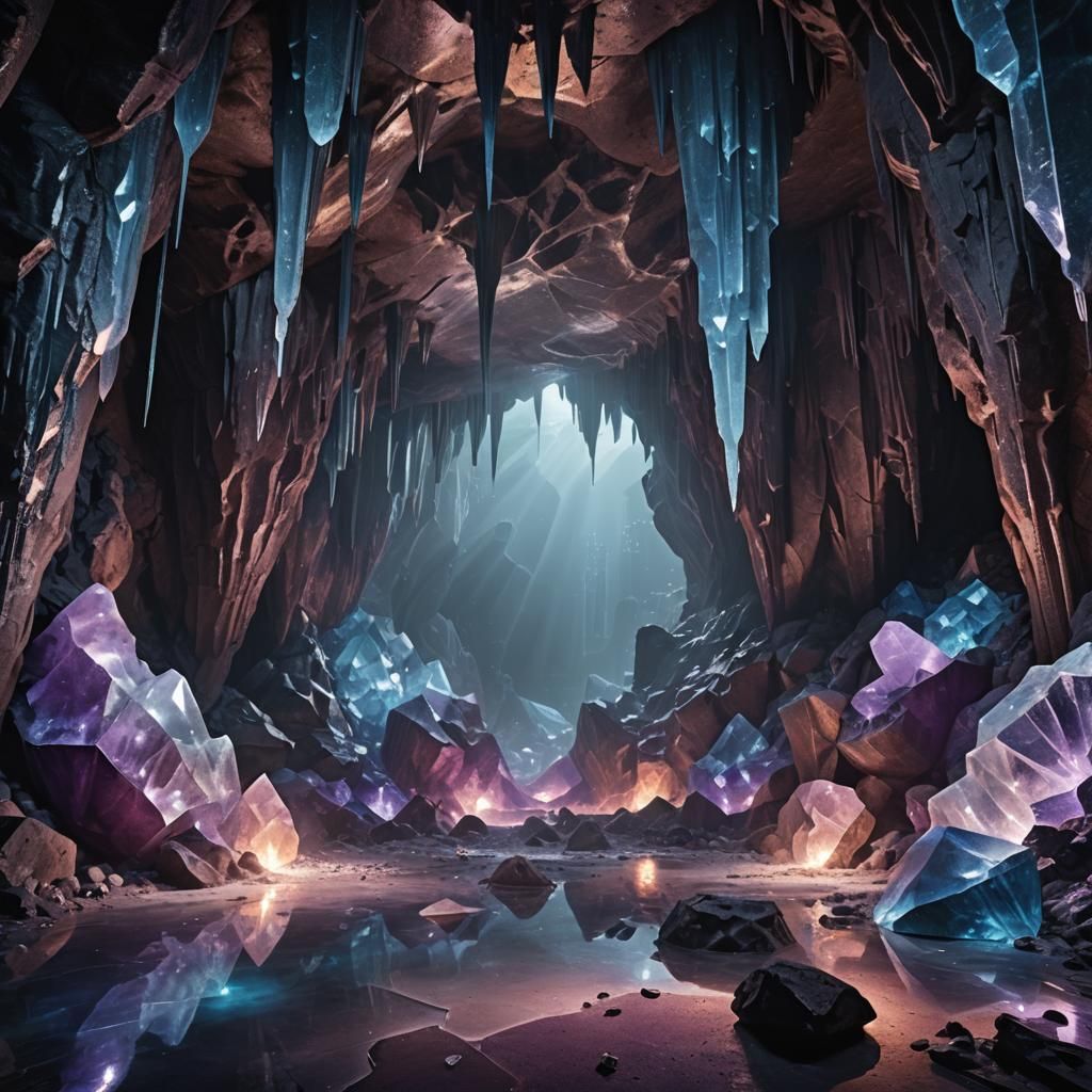Crystal Cathedrals in a Subterranean Realm - AI Art