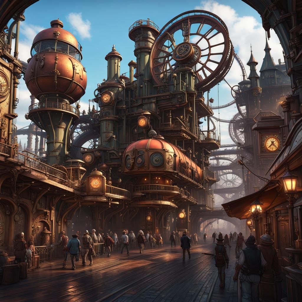 Steampunk theme park - AI Generated Artwork - NightCafe Creator