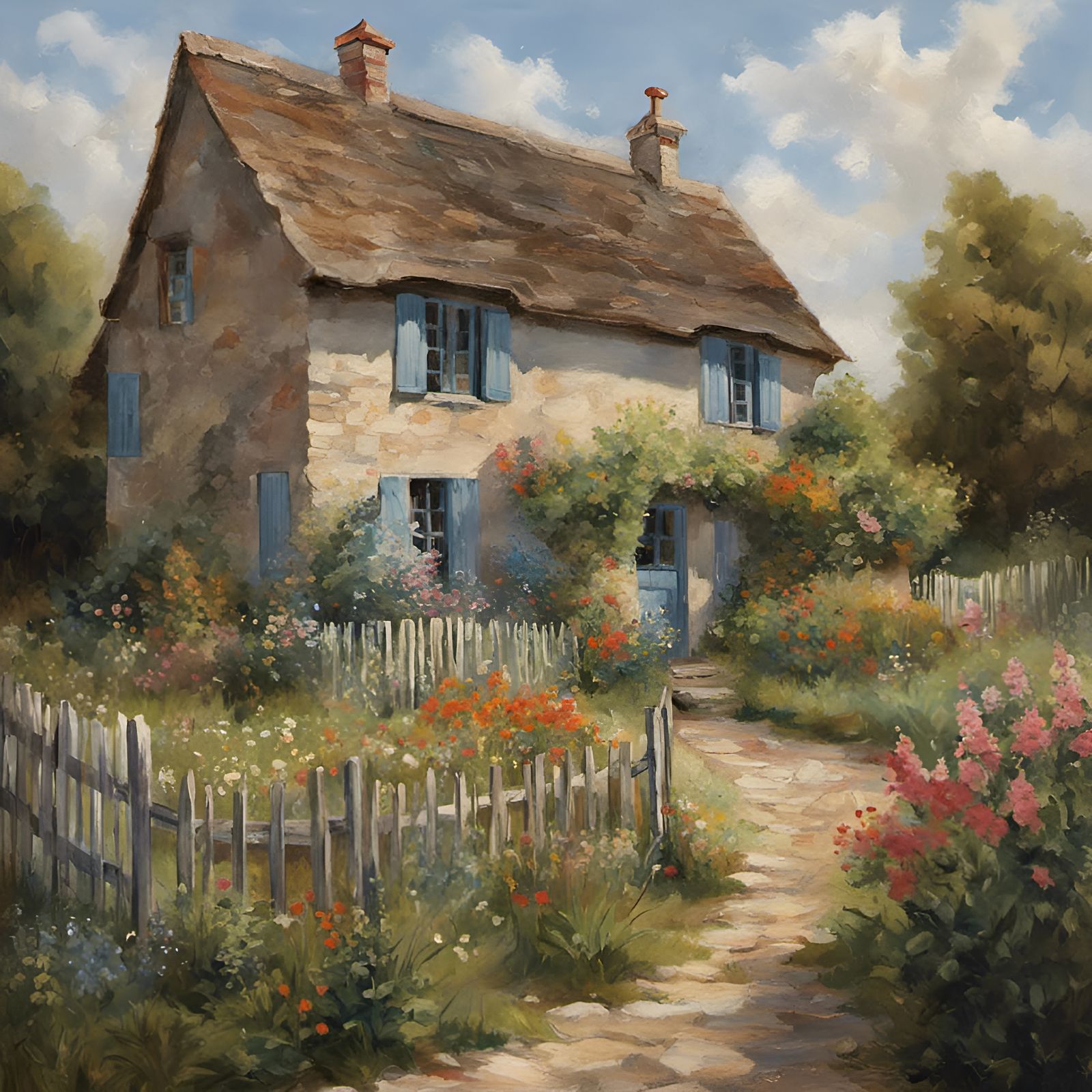 french countryside cottage oil painting - AI Generated Artwork ...