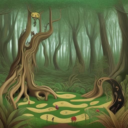 A forest in the style of Salvador Dali - AI Generated Artwork - NightCafe Creator
