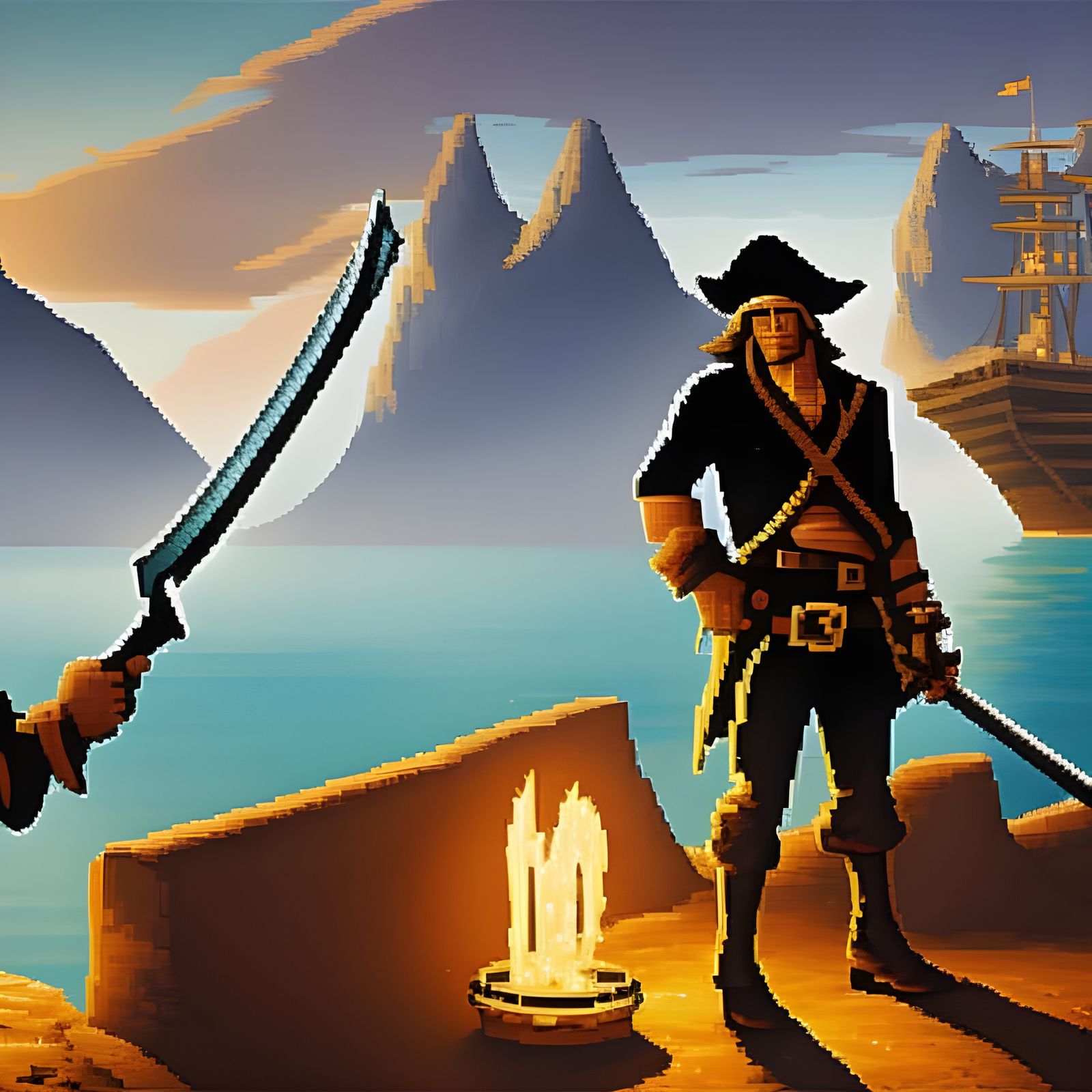 A Mighty Pirate on Pixel Art - AI Generated Artwork - NightCafe Creator