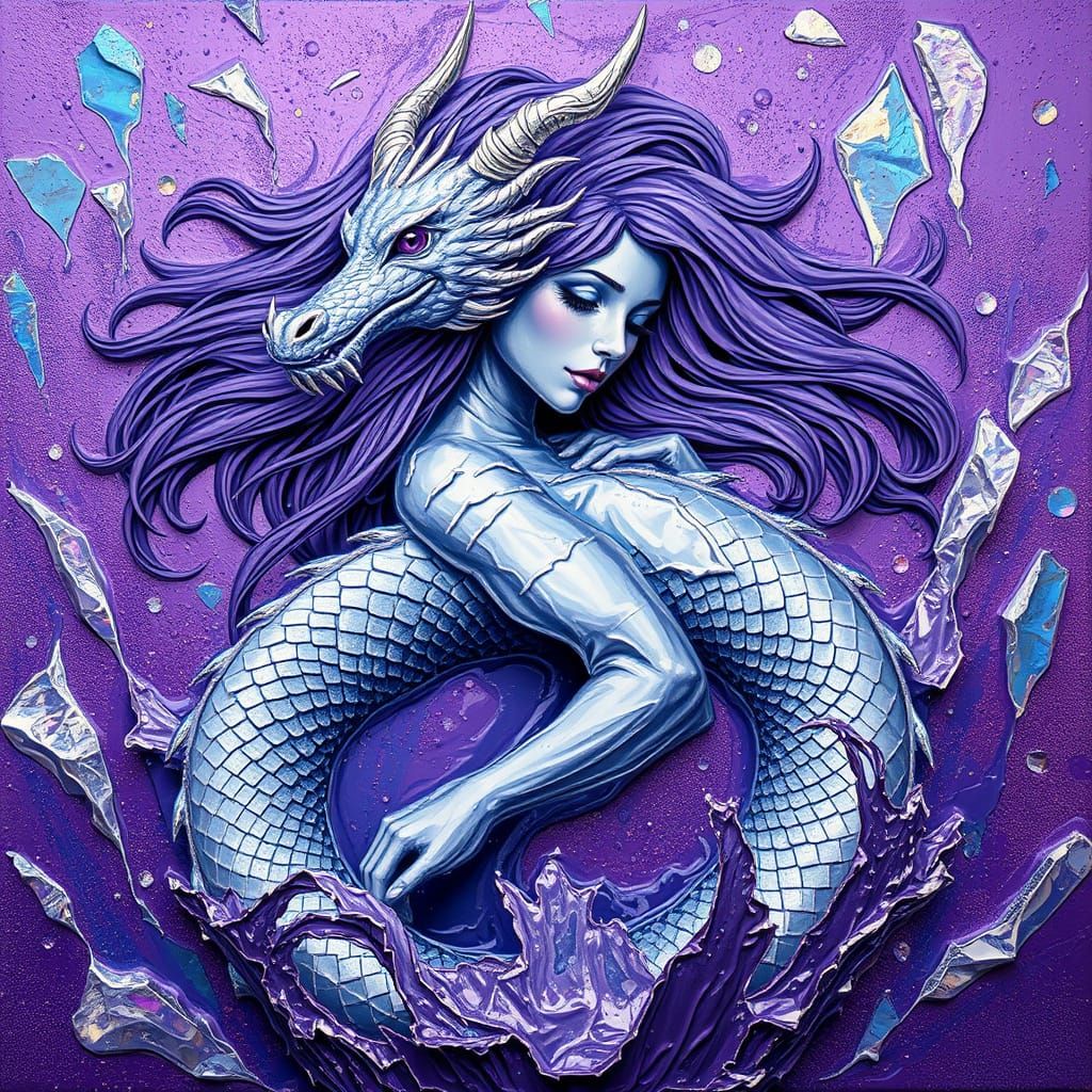 silver dragon lady - Neo-Expressionist Silver Dragon Lady i...