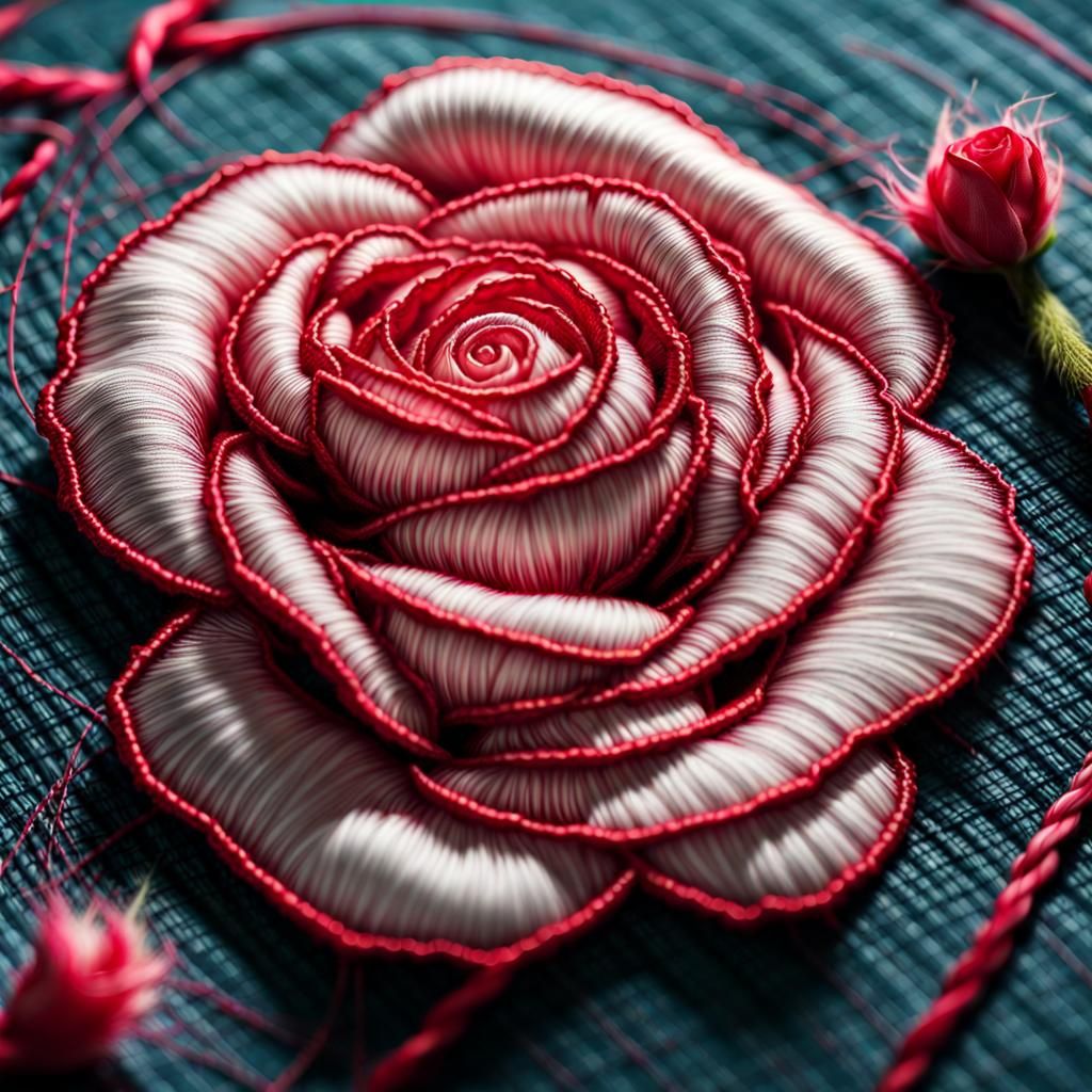 Embroidery rose - AI Generated Artwork - NightCafe Creator