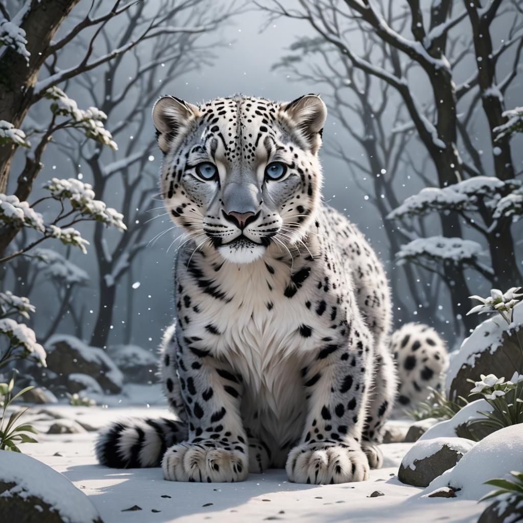 Snow leopard - AI Generated Artwork - NightCafe Creator
