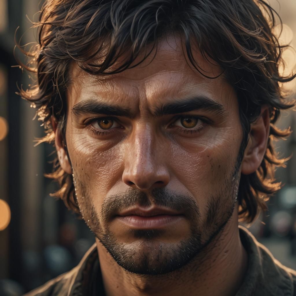 Damien Ryan - Hyperrealistic Portrait of a Mysterious Man in...