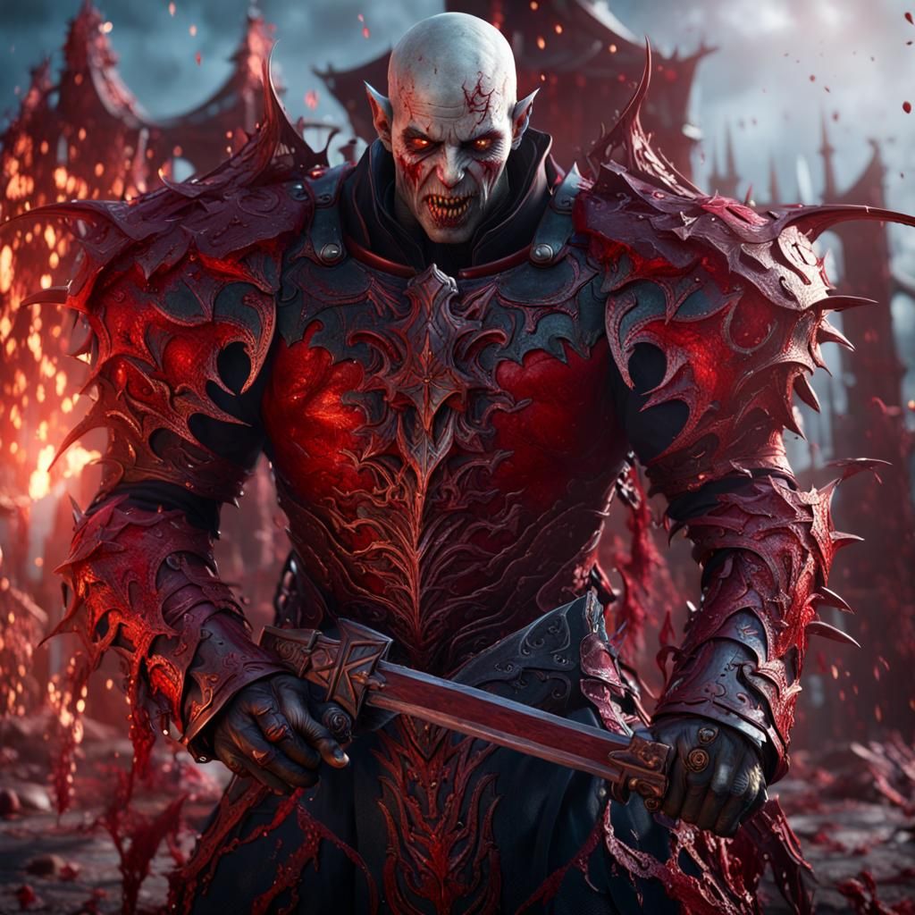 Vampire in red armour - AI Generated Artwork - NightCafe Creator