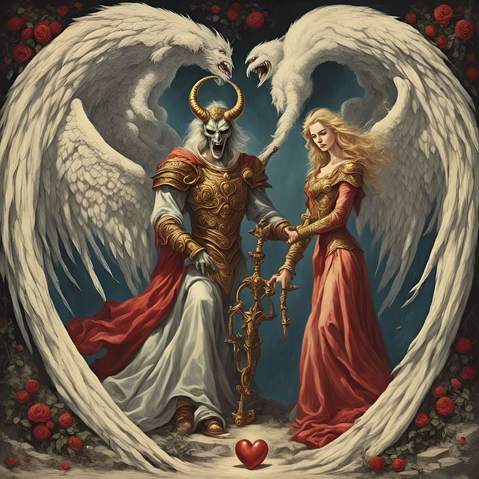 Angel and Demon, Lovers - AI Generated Artwork - NightCafe Creator