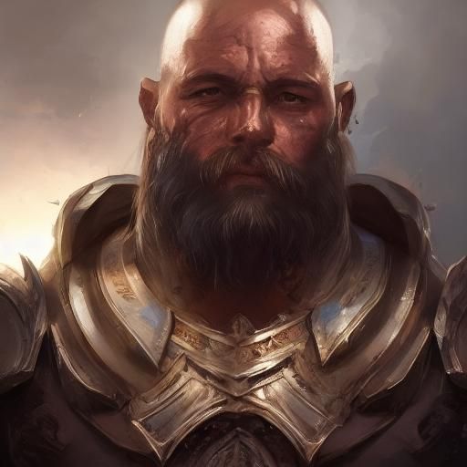 scars burns old bearded warrior fierce joy plate armor sunset - AI ...