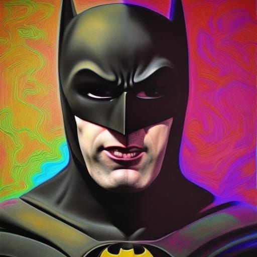insanely detailed painting of a close-up of Batman in the art movement ...