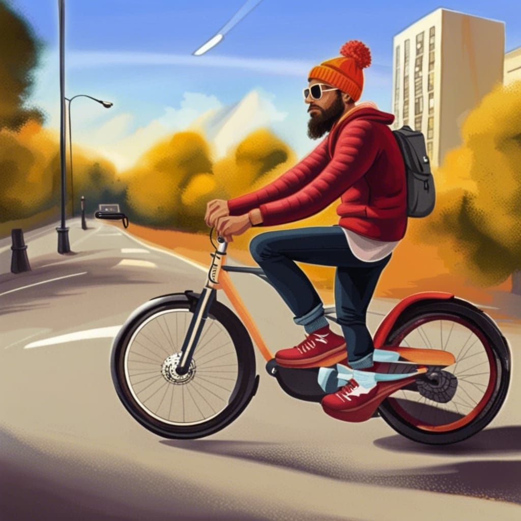 Biking In The City - AI Generated Artwork - NightCafe Creator