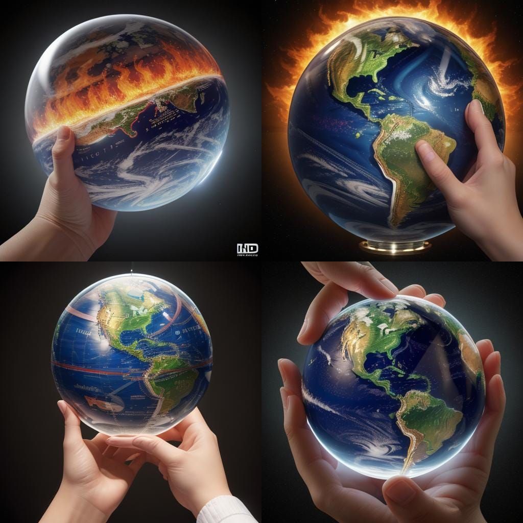 EARTH IS ON FIRE, IN MY HAND. MINIATURE GLOBE BURNING FLOATING OVER MY ...