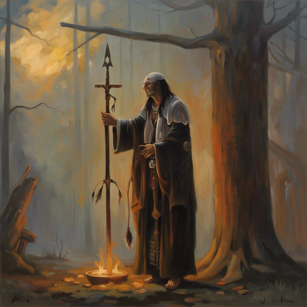 Pagan priest performing ceremony in forest - AI Generated Artwork ...