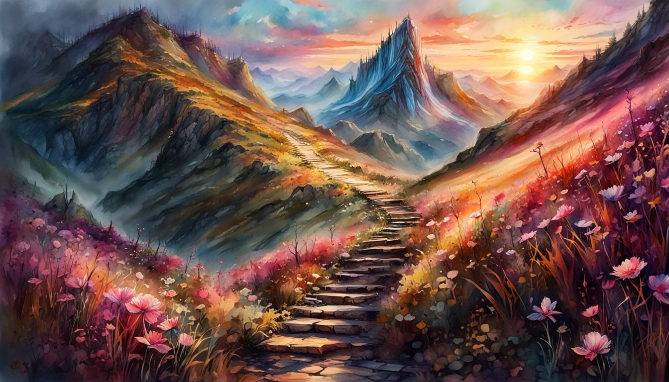 Mountain Path Painting - AI Generated Artwork - NightCafe Creator
