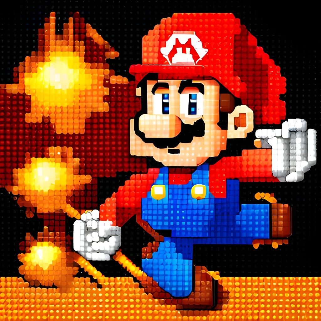 "Pixel Art: Super Mario!!! exquisite pixel art with iridescent ...